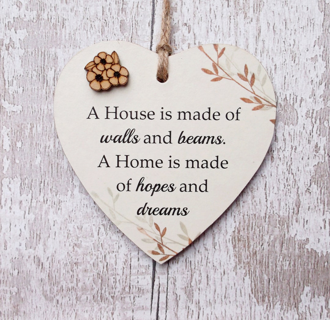 New Home Walls and Beams Hopes and Dreams Gift Heart Wooden Gift Heart ...