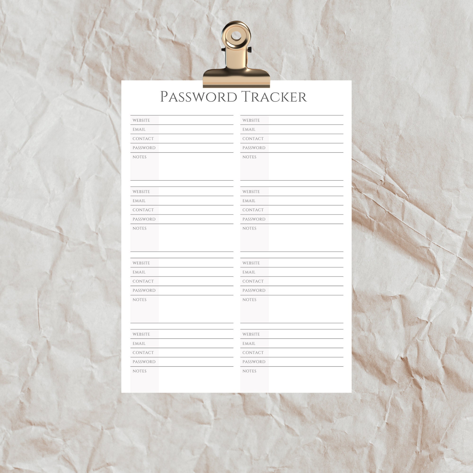 Password Tracker Printable & Fillable, Password Keeper, Goodnotes ...