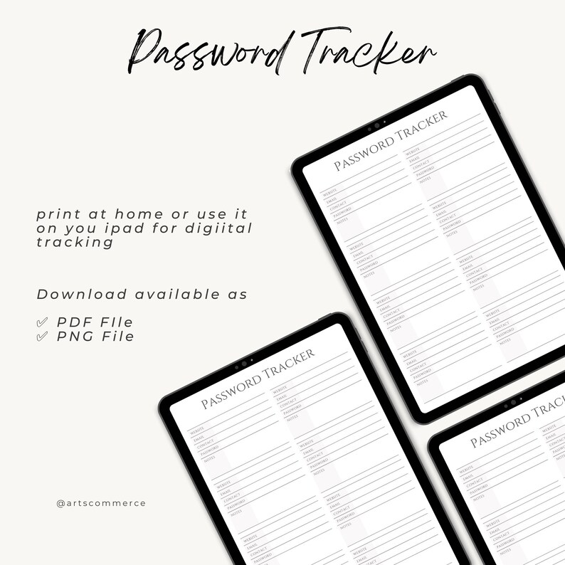 Password Tracker Printable And Fillable Password Keeper Goodnotes Trackerpassword Organizer