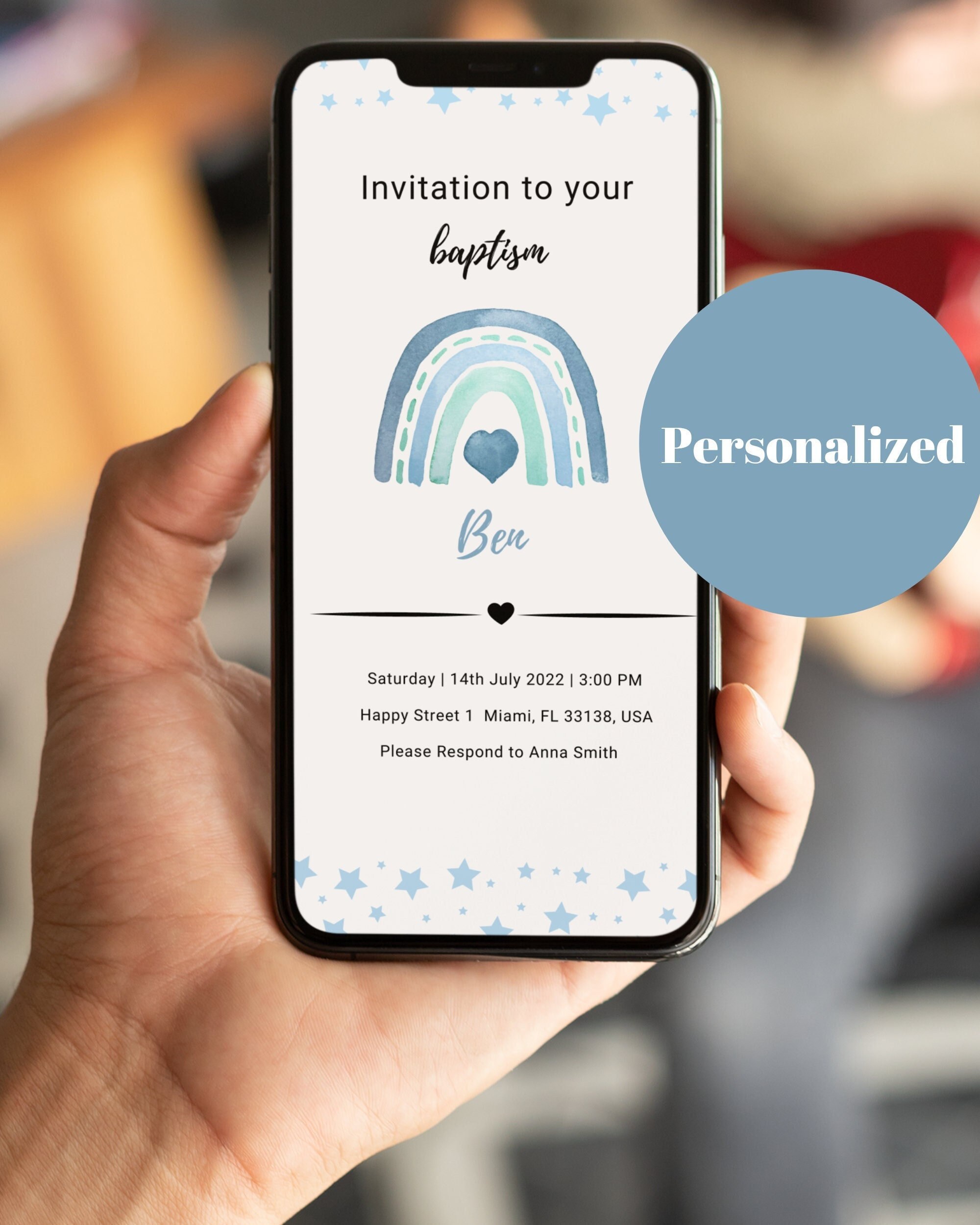 Personalized Baptism Digital Invitation, Babtism Invitation Cards ...