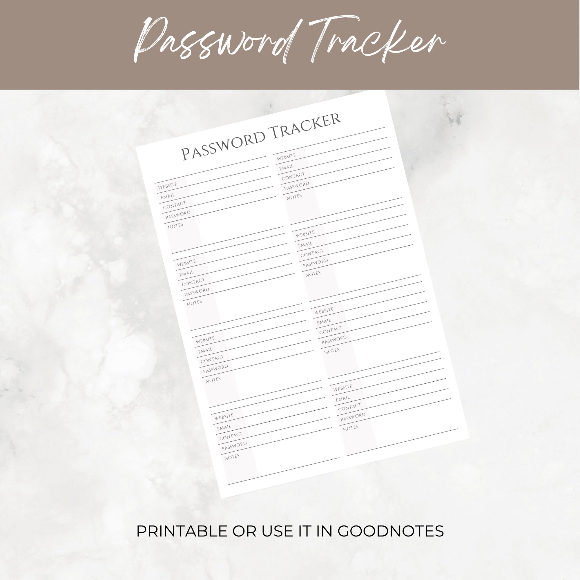 Password Tracker Printable And Fillable Password Keeper Goodnotes Trackerpassword Organizer