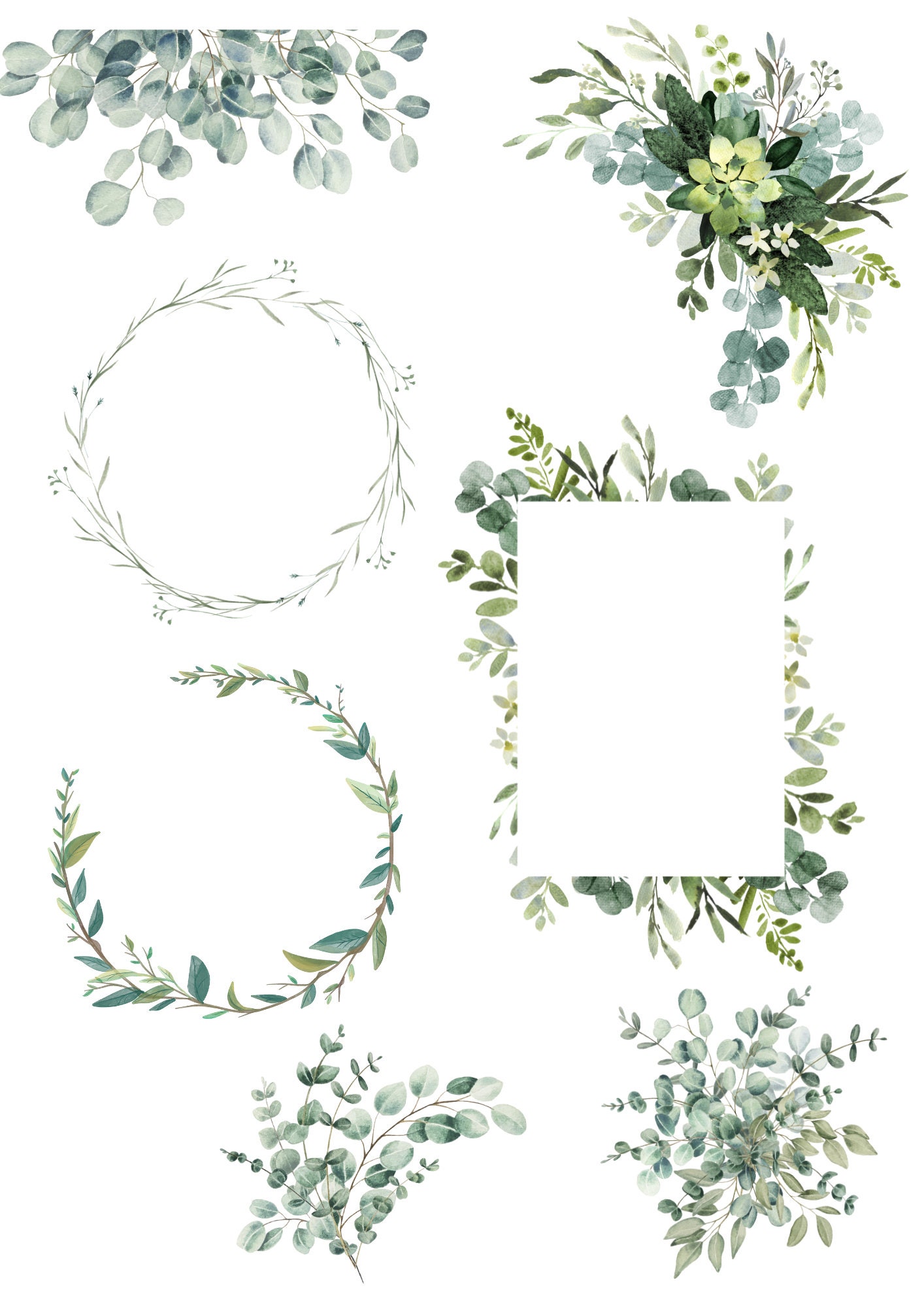 Greenery Digital Stickers, in Her Garden Stickers, Greenery Stickers ...