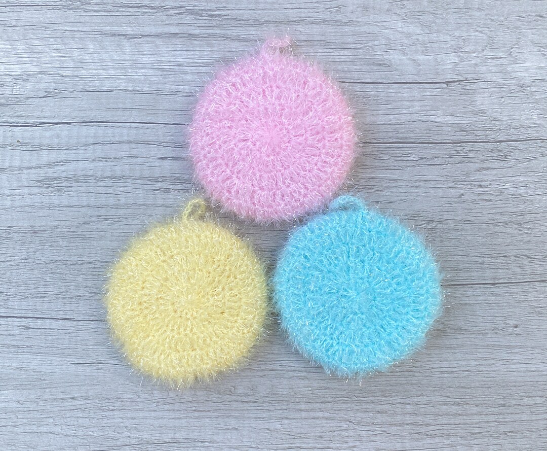 A Set of 3 [round] Korean Dish Scrubbies, Crochet Scrubby, Pot Scrubber ...