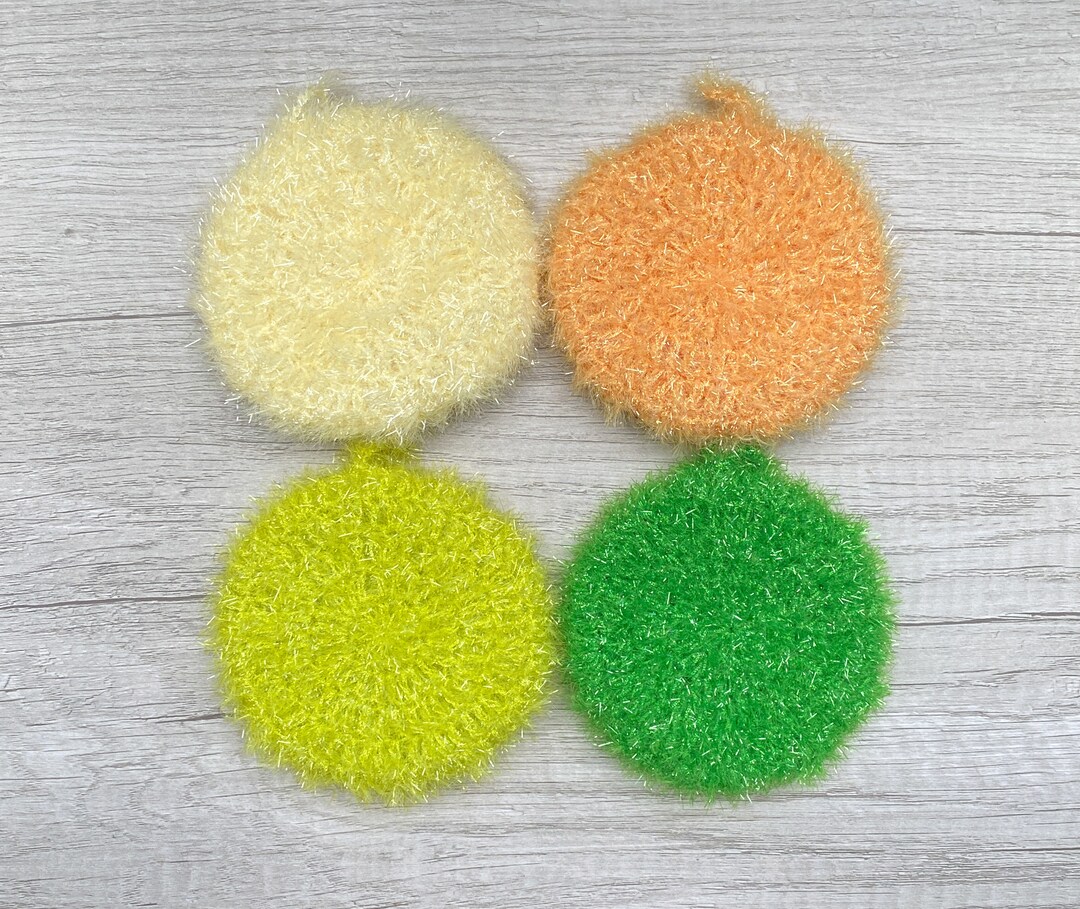 A Set of 4 [round] Korean Dish Scrubbies, Crochet Scrubby, Pot Scrubber ...