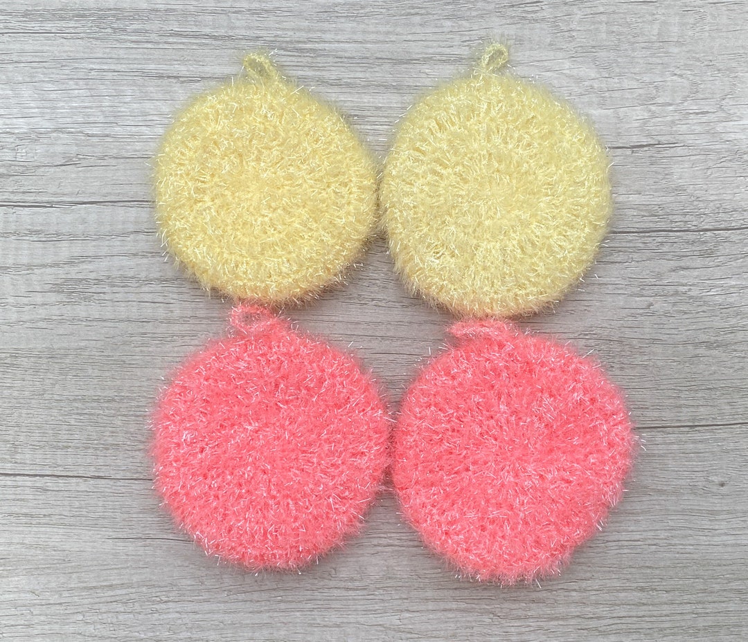 A Set of 4 [round] Korean Dish Scrubbies, Crochet Scrubby, Pot Scrubber ...