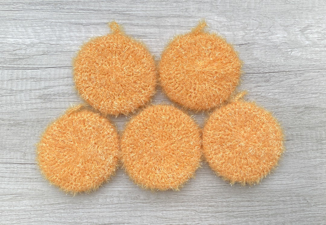 A Set of 5 [round] Korean Dish Scrubbies, Crochet Scrubby, Pot Scrubber ...
