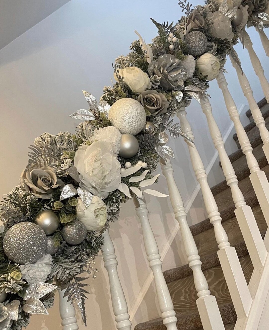 Silver Sleigh Garland - Christmas Artificial Garland - Etsy