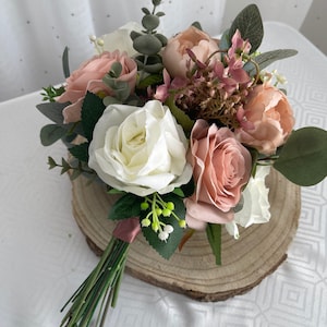 Rustic Bride Bouquet Dusky Pink, Blush Pink and Ivory Buttonhole ...