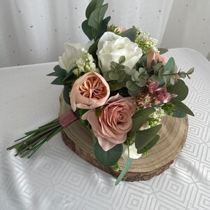 Rustic Bride Bouquet Dusky Pink, Blush Pink and Ivory Buttonhole ...