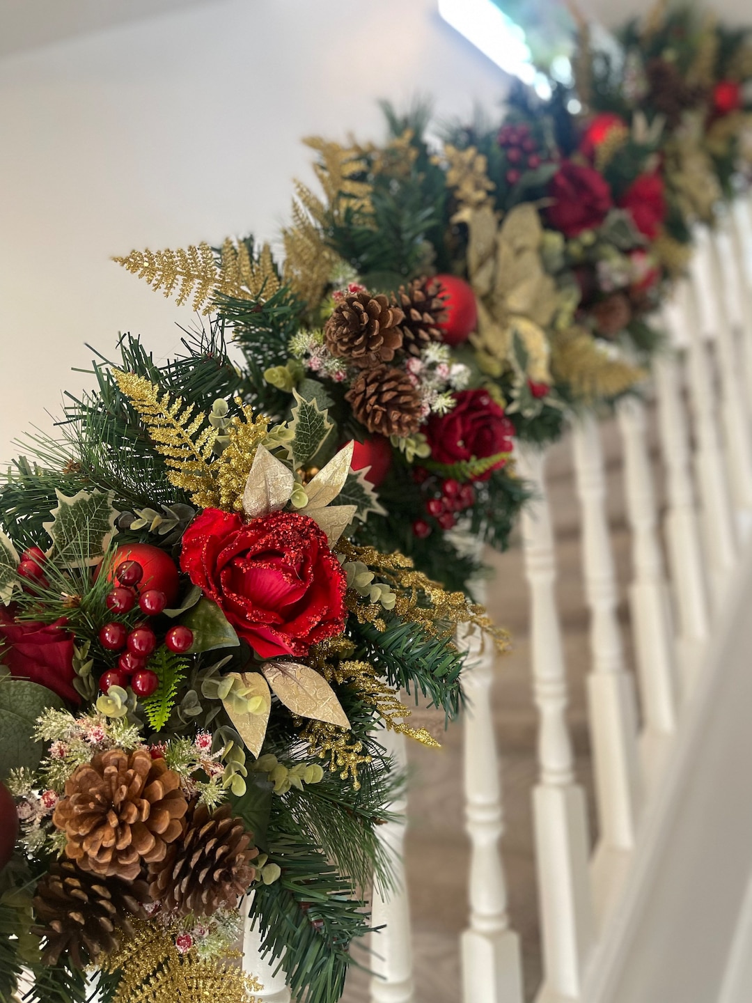 Red and Gold Christmas Garland Various Sizes Available - Etsy UK