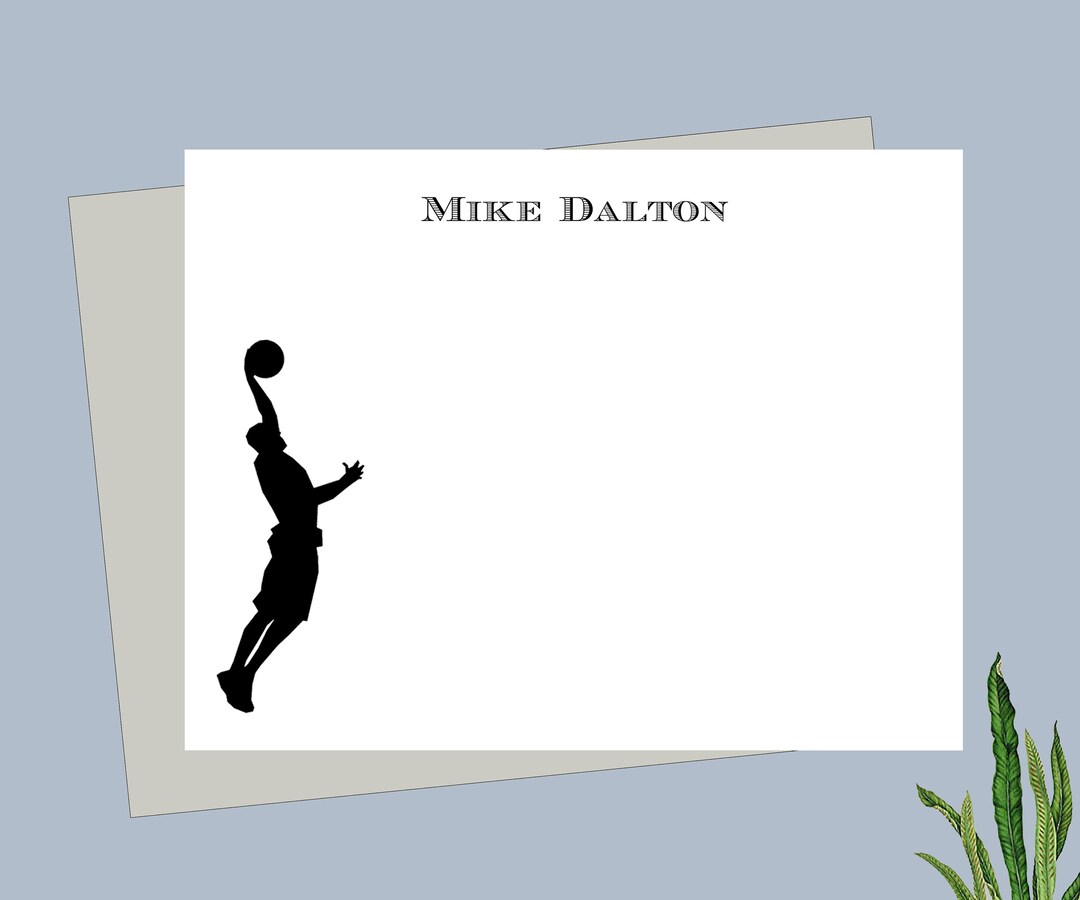 Basketball Stationery, Personalized Note Cards, Set of 10 Note Cards ...