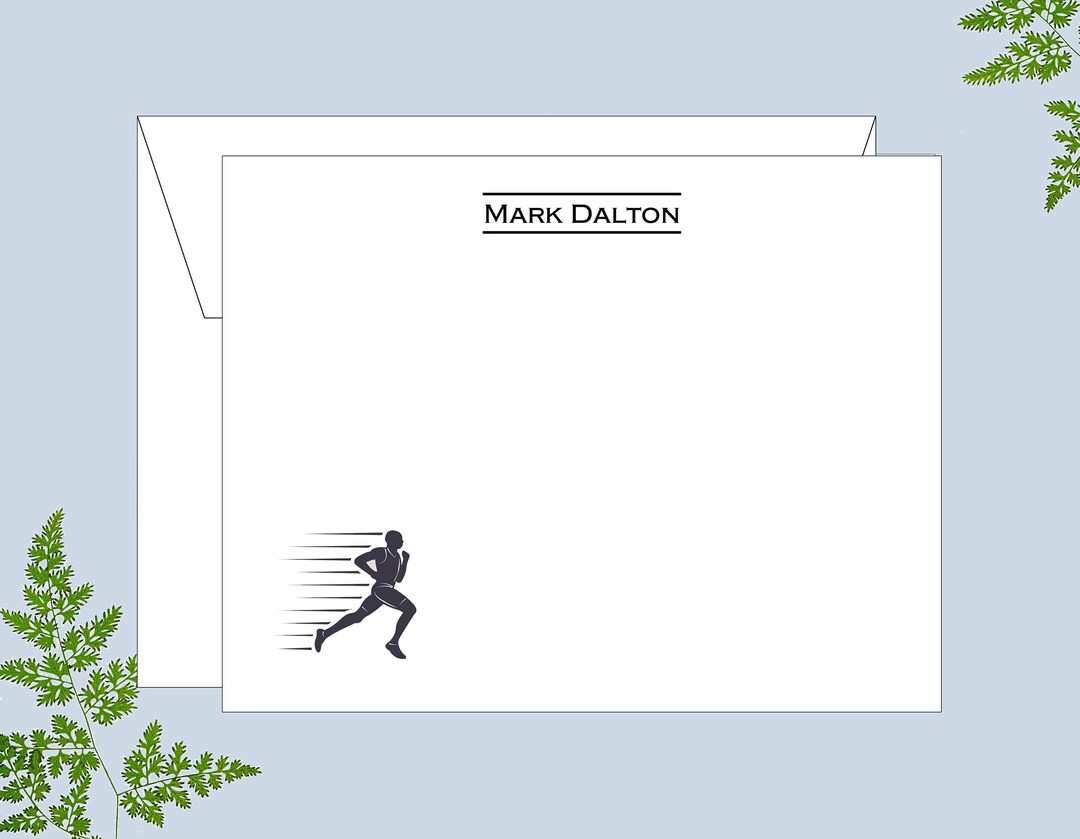 Runner Stationary, Personalized Notecard, Running Cards, Marathoner ...
