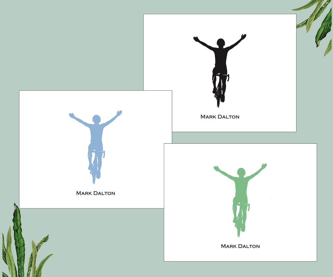 Personalized Note Cards, Bicycle Stationary, Biker Note Cards, Biking ...