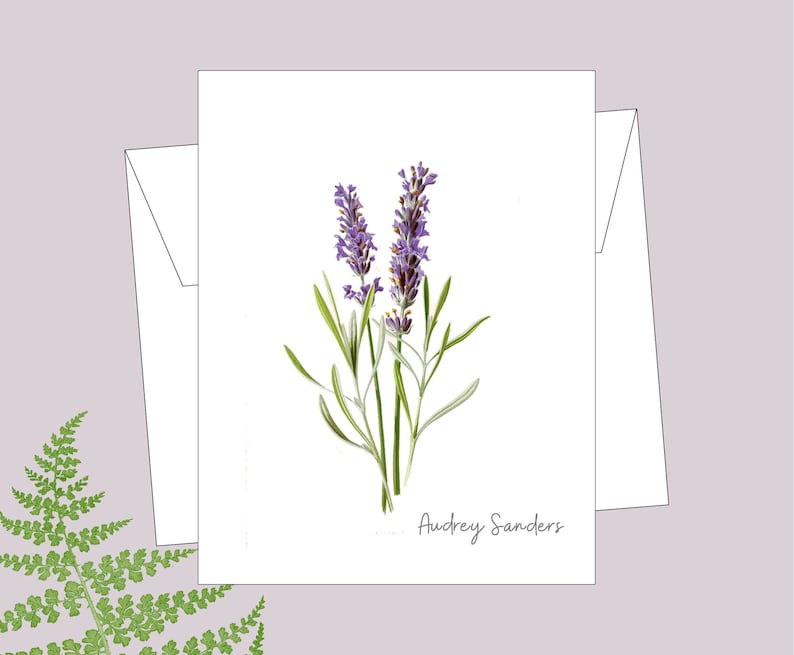 Lavender Note Cards, Set of 10, Personalized Stationery, Gift for ...