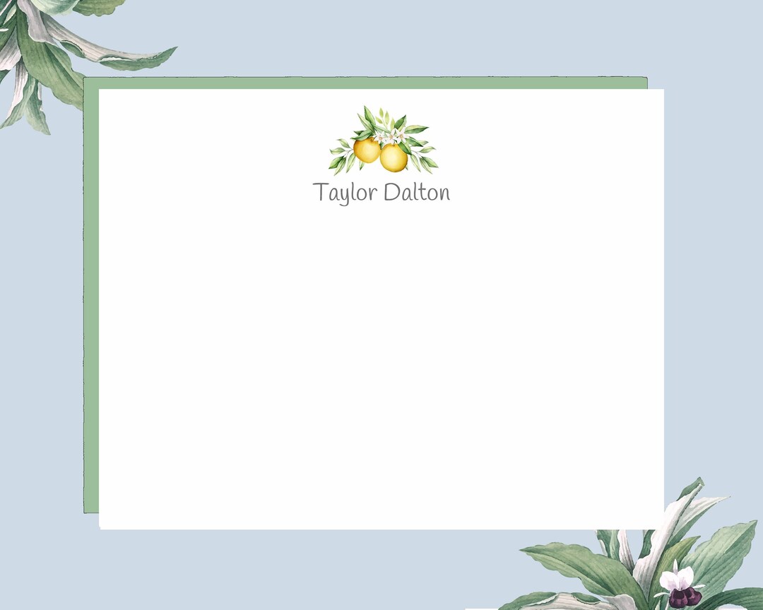 Lemon Note Cards, Personalized Stationery Set, Fruit Cards - Etsy
