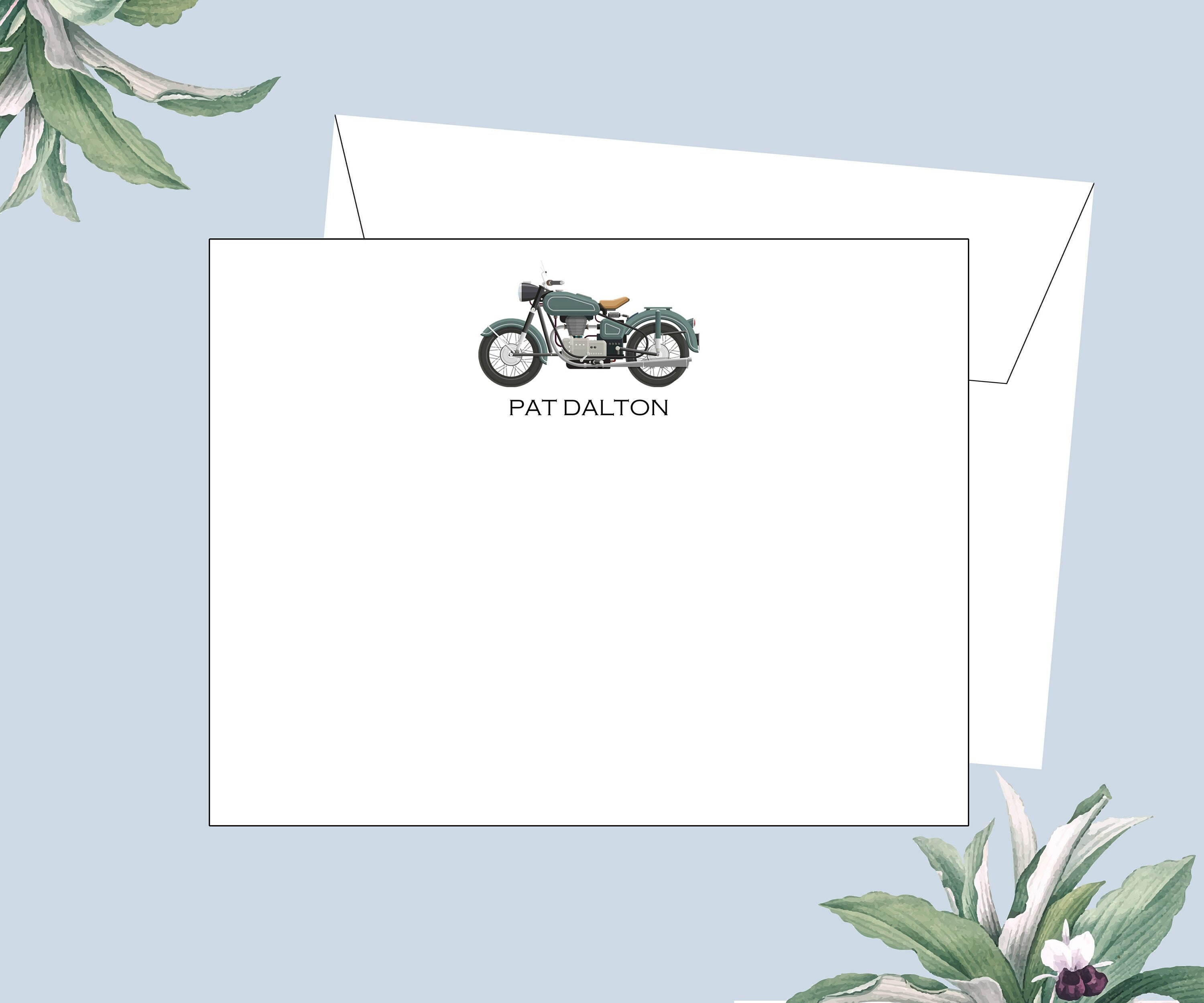 Motorcycle Stationery, Personalized Note Cards, Men's Cards, Bike Note ...