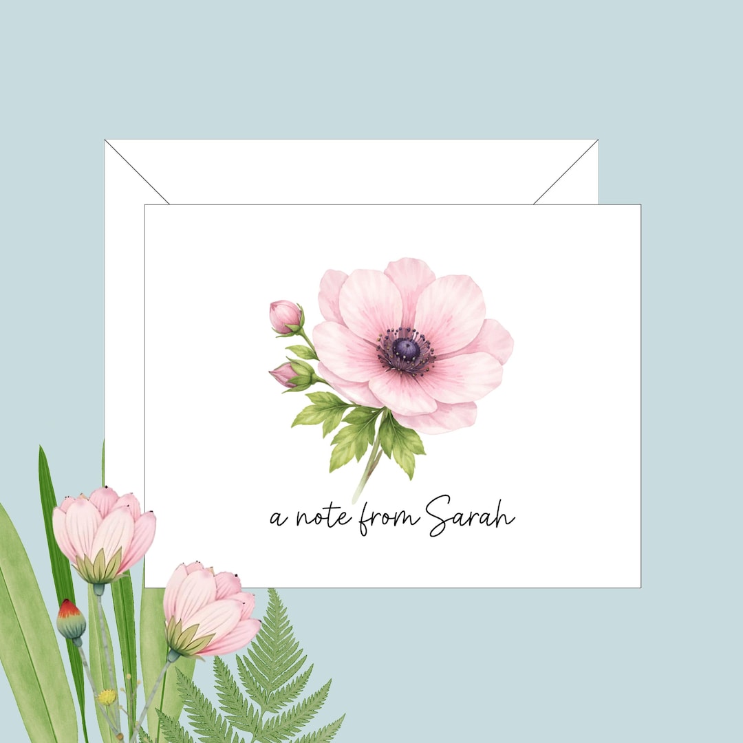 Floral Notecards, Personalized Notecards, Gift for Her, Pink Flower ...