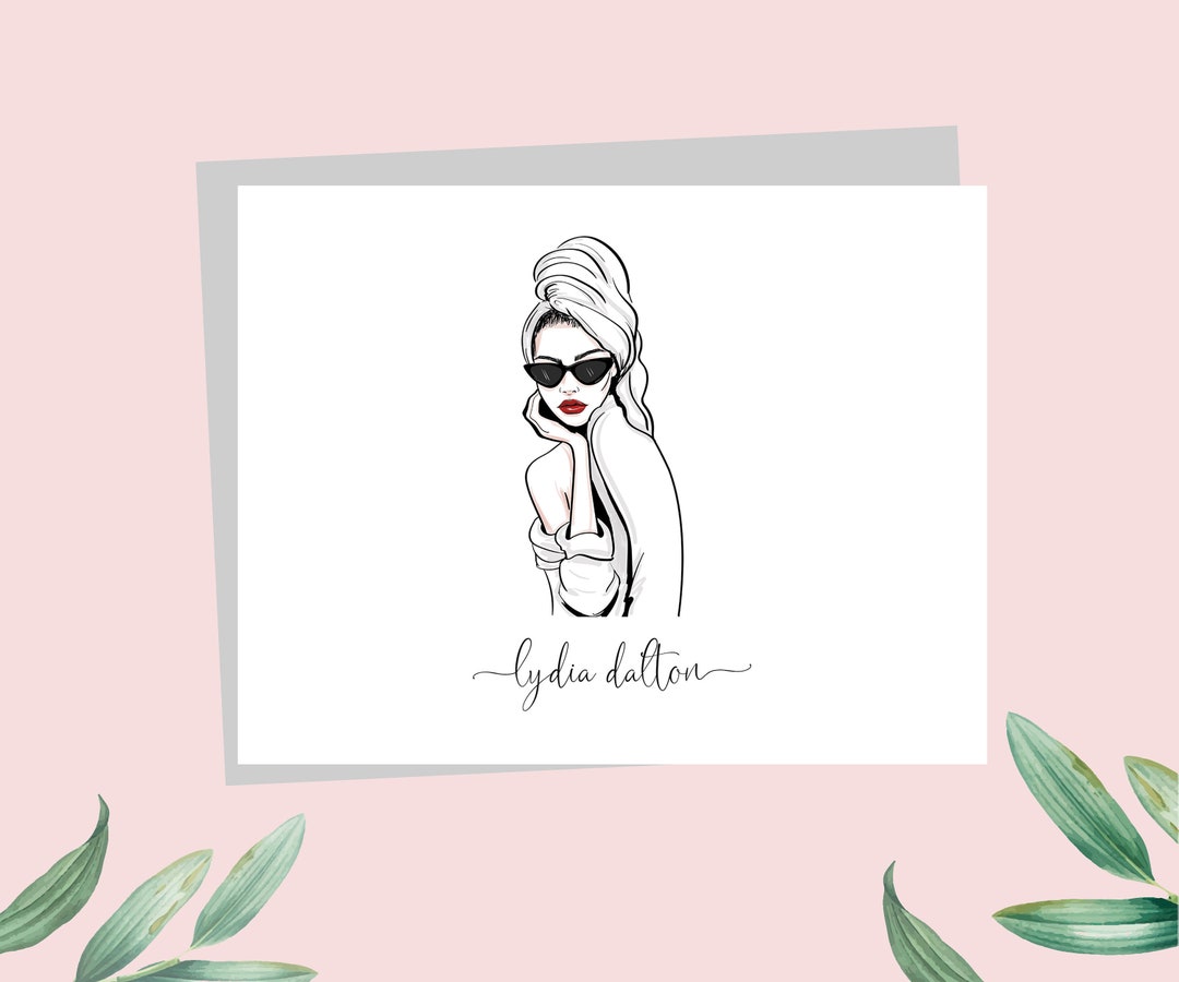 Personalized Note Cards, Custom Stationary, 10 Folded Note Cards, Women ...