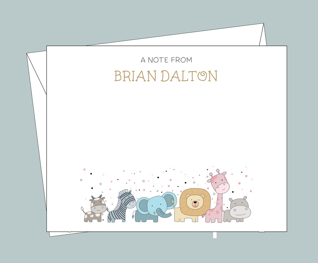 Personalized Note Cards, Zoo Animals Cards, Animals Stationary, Cards ...