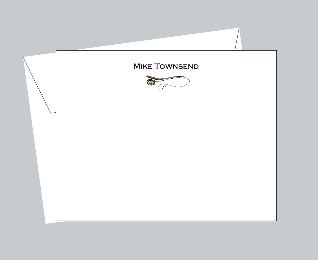 Fisherman Notecards, Men's Stationery, Personalized Cards, Men's Note ...