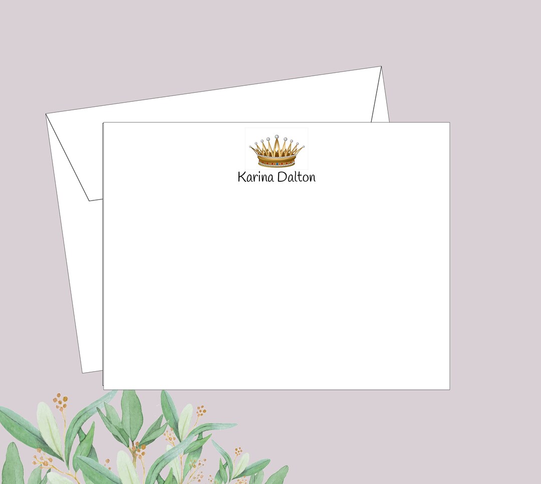 Crown Note Cards, Floral Note Cards, Royalty Stationery, Diva Cards ...