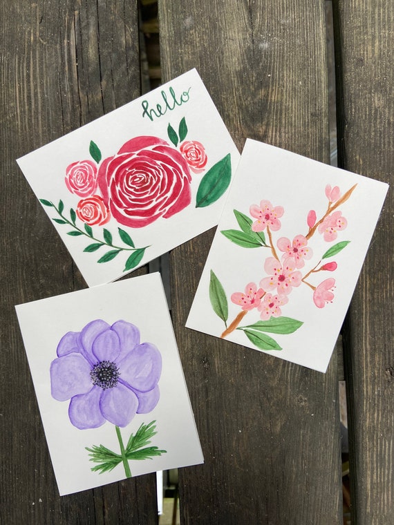 Assorted floral greeting cards 6 pack | Etsy
