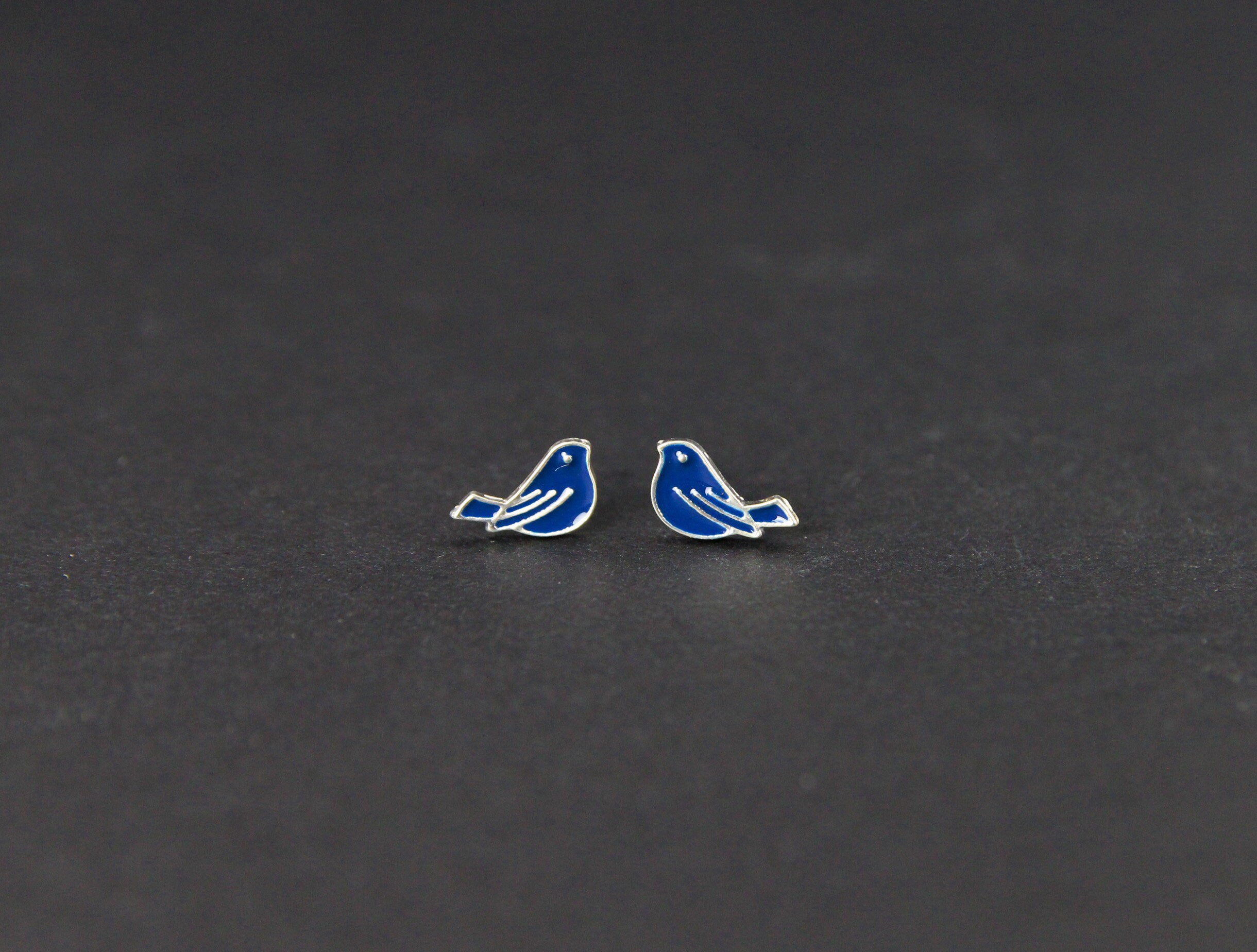 Enamel Bird Stud Earrings Animal Lover Gift Blue Bird | Etsy