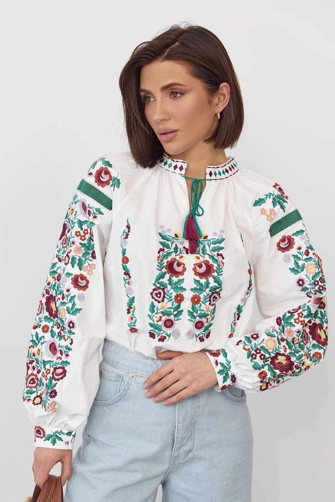 White Woman Vyshyvanka Blouse, Embroidered Ukrainian Blouse ...