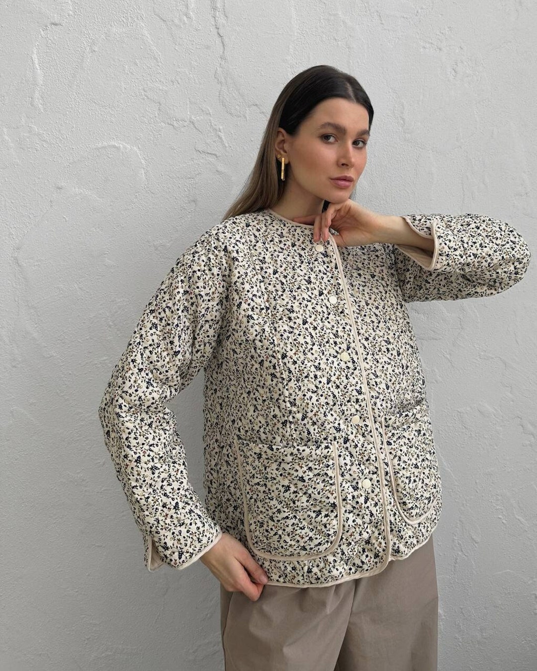 Floral Quilted Jacket, Quilted Women Jacket, Quilt Coat, Women Spring ...