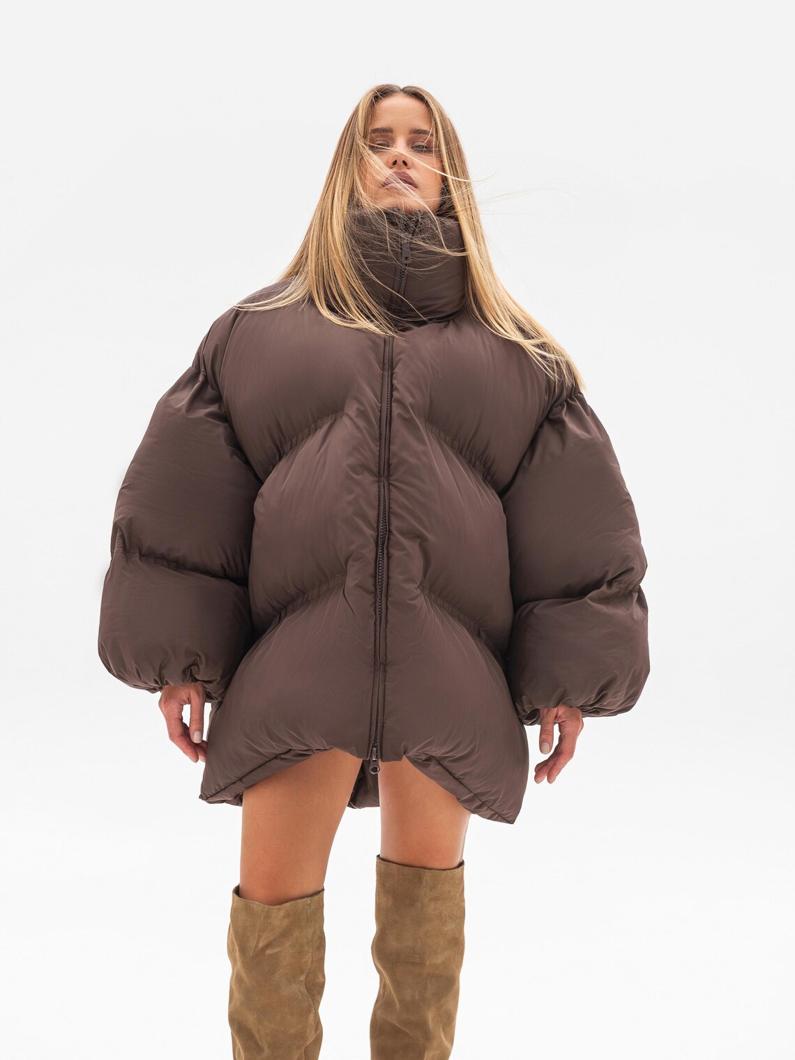 Brown Oversized Puffer Coat, Extra Oversized Women Winter Jacket - Etsy