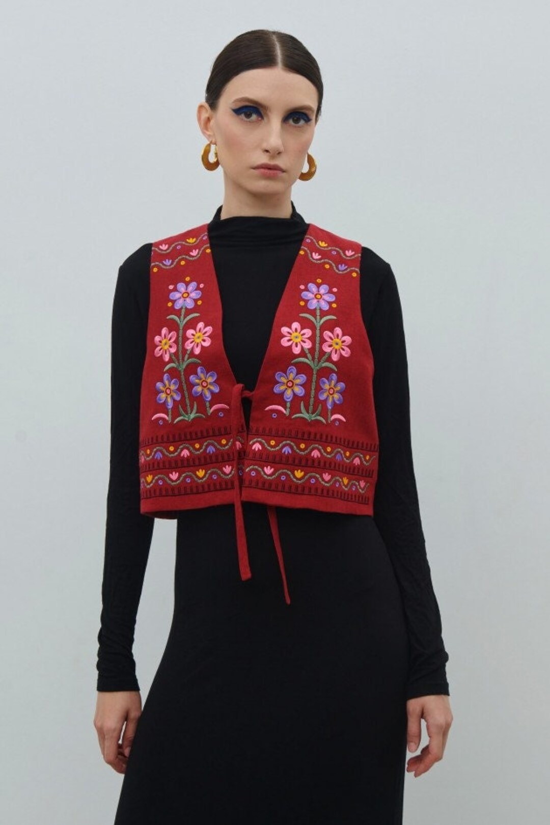 Linen Woman Vest,linen Waistcoat,embroidered Linen Vest,red Linen Vest ...