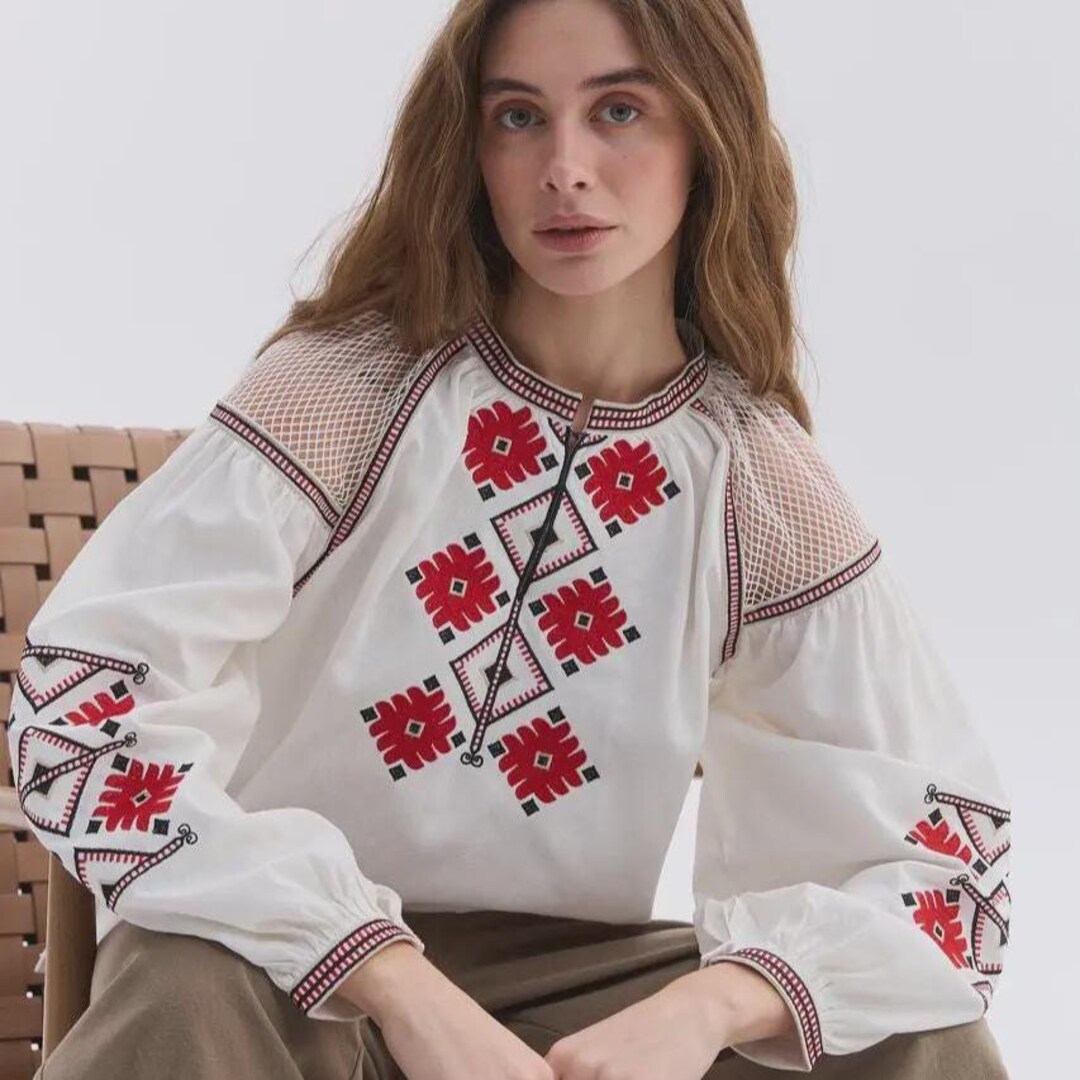 Embroidered Ukraine Blouse, Linen Blouse, Ukrainian Ornaments, Made in ...