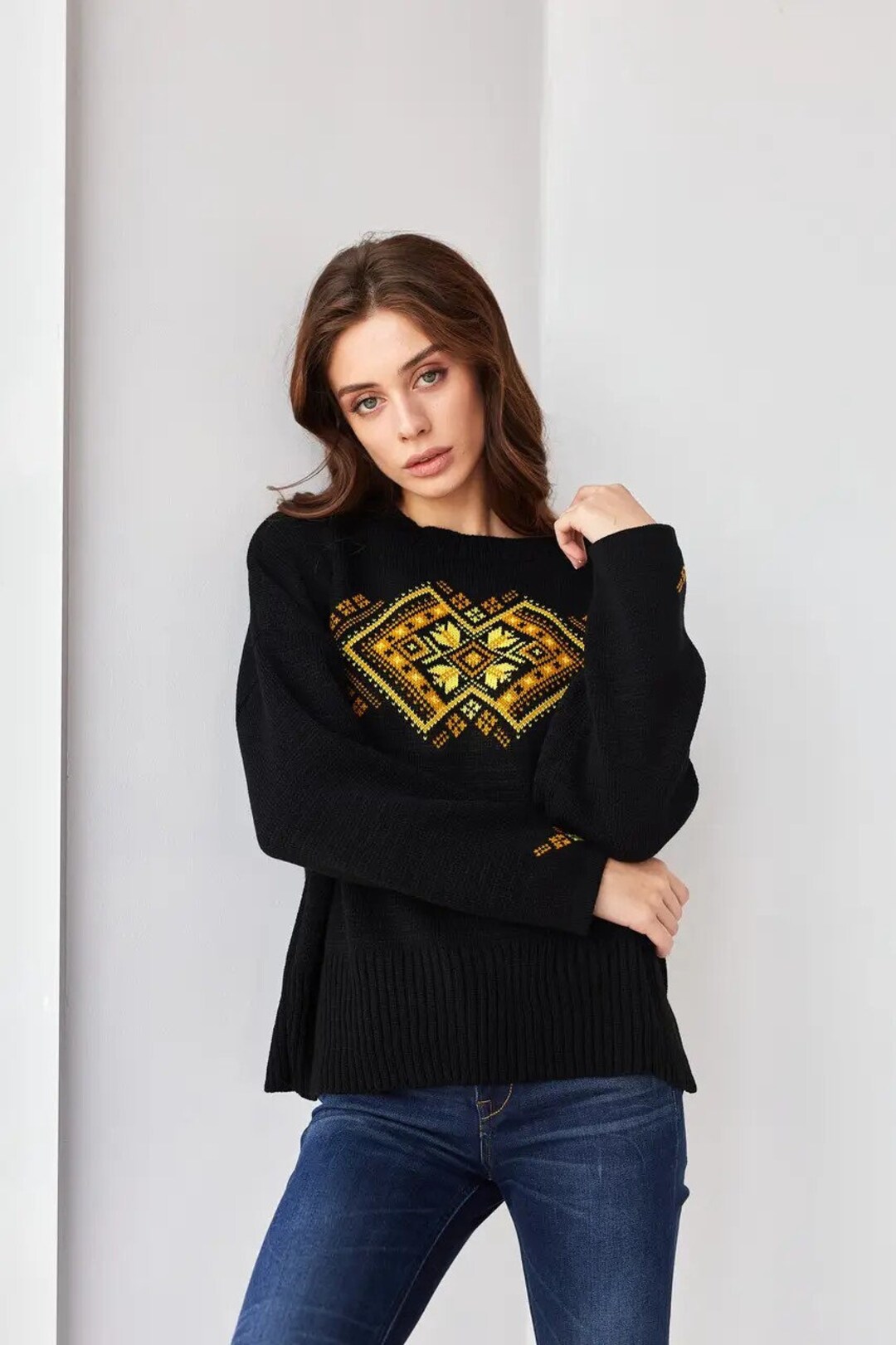 Ukrainian Sweater, Women Ukraine Sweatshirt, Knitted Ukraine Sweater ...