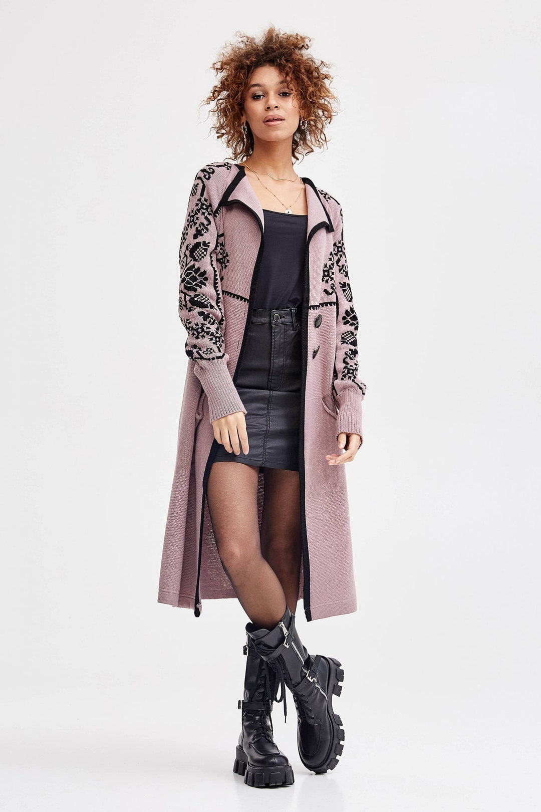 Dusty Pink Pastel Knit Women Cardigan, Ukrainian Cardigan, Knitted ...