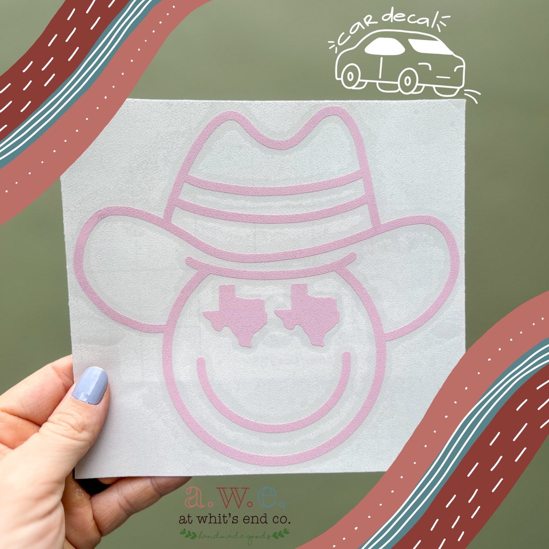 Retro Cowboy Car Decal/groovy Cowboy Smiley Car Decal/retro Cowboy ...