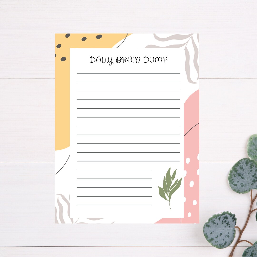 Daily Brain Dump Notepad, Brain Dump Template, Notes Printable, Thought ...