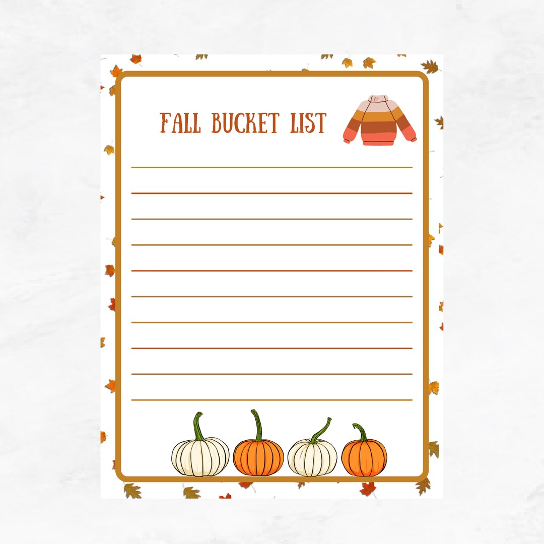 Fall Bucket List Printable, Autumn Bucket List, Fall Bucket List ...