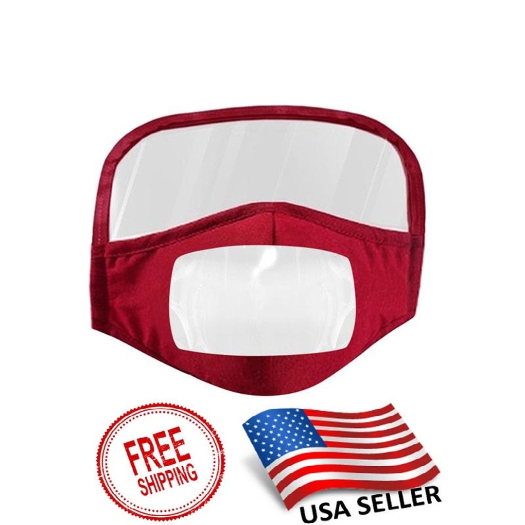 Set of 3pcs Reusable Mask With Eye Shield Visor and Visible Expression ...