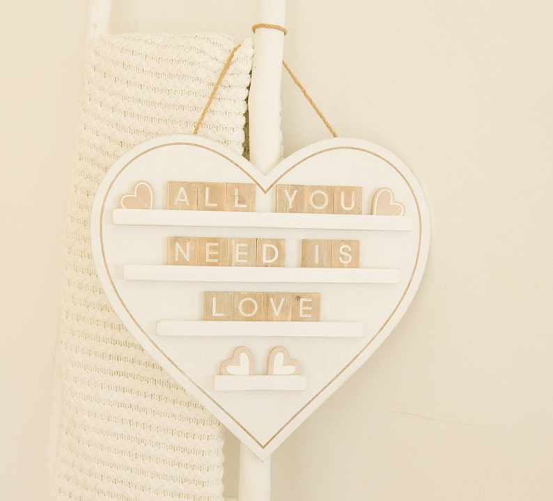 18" X 17" White Wood Hanging Heart Sign - Etsy