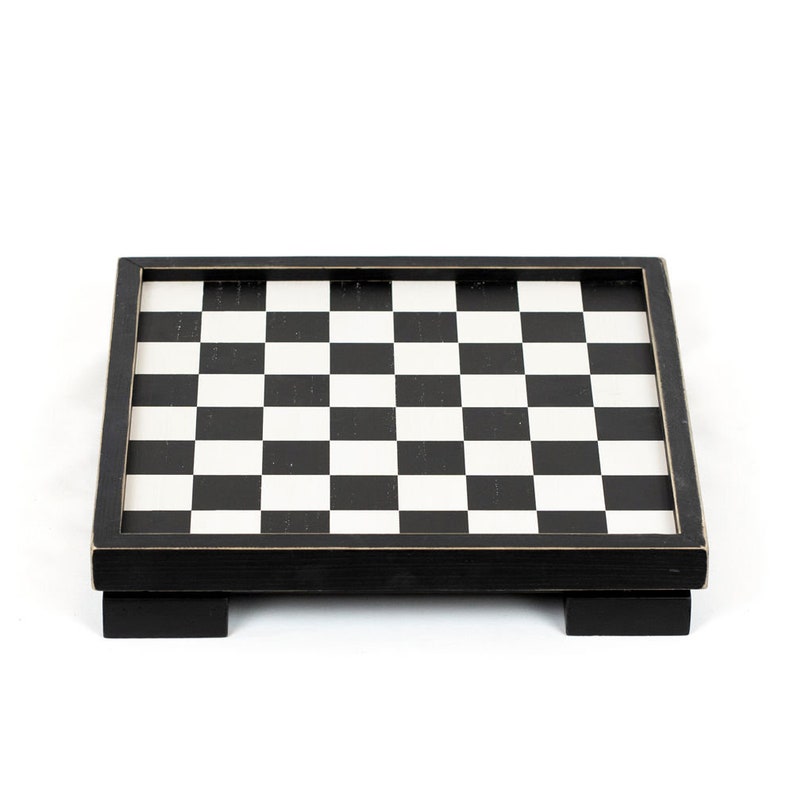 Wood Checkers Box Black & White - Etsy