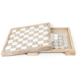 Wood Checkers Box - Natural & White - Etsy
