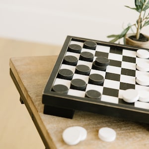 Wood Checkers Box - Black & White - Etsy