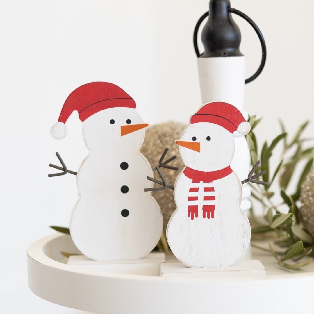 Snowman Wood Cutout Set of 2 - Etsy