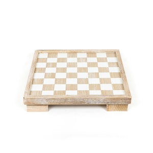 Wood Checkers Box - Natural & White - Etsy