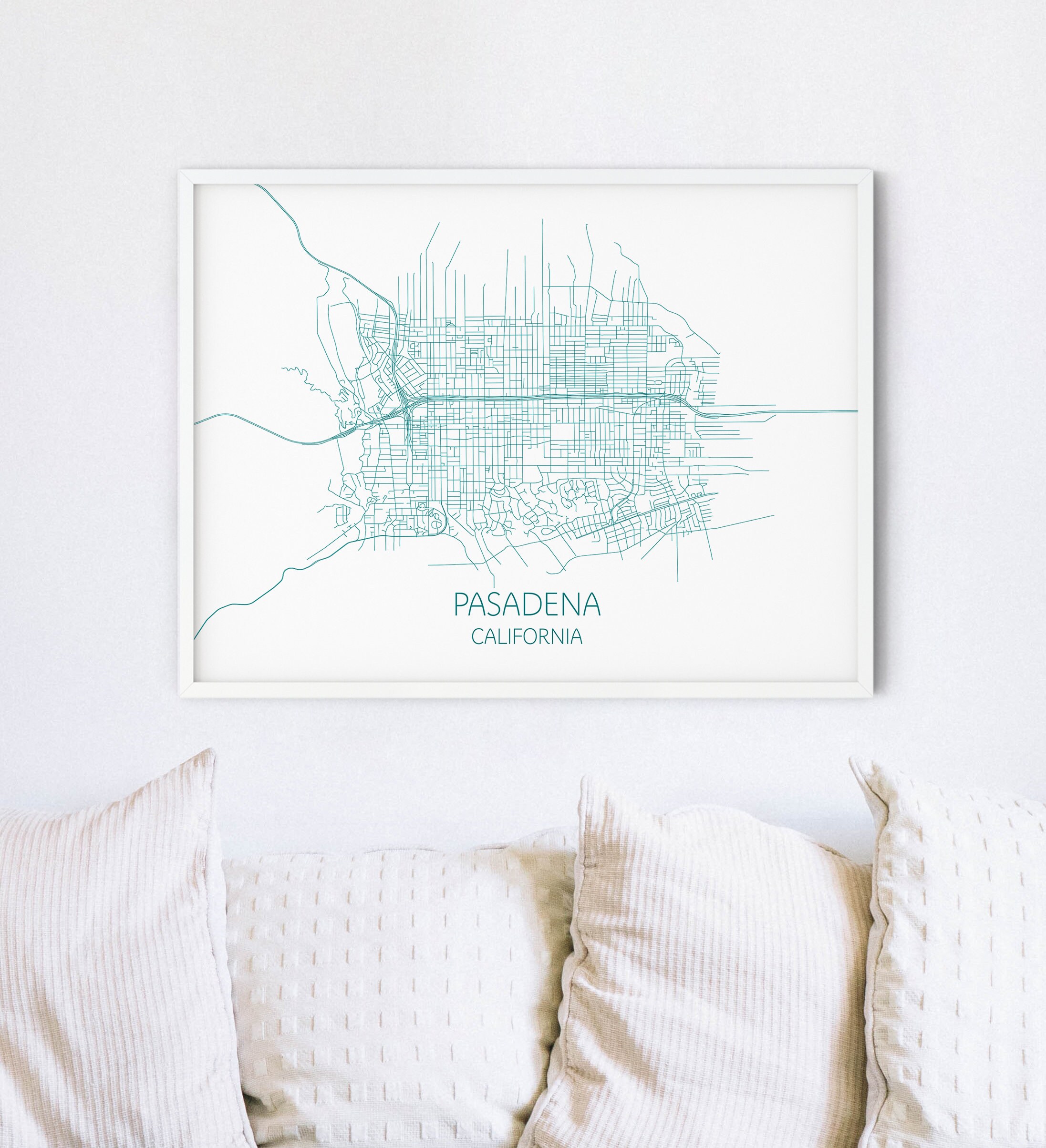 Pasadena Map Print Poster, Los Angeles Map, Pasadena Print Art ...