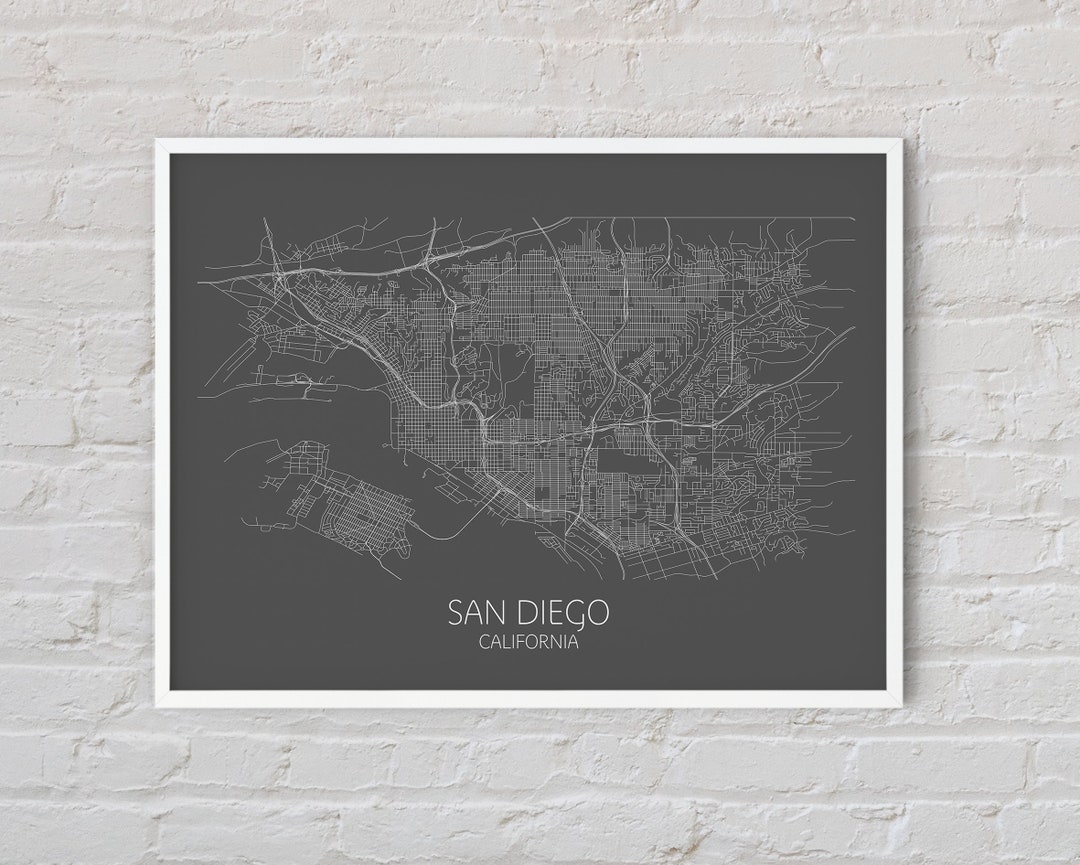 San Diego Map Print Poster, SD Map, California Map, Minimalist Map, San ...