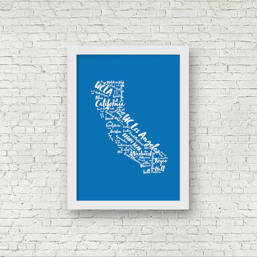 California Wall Art, UCLA Map, UCLA Graduation Gift, UCLA Dorm Room ...