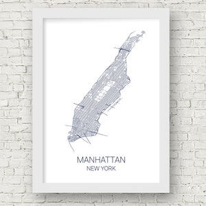 Manhattan Print Poster, Manhattan Print, New York Map, Manhattan Gift ...