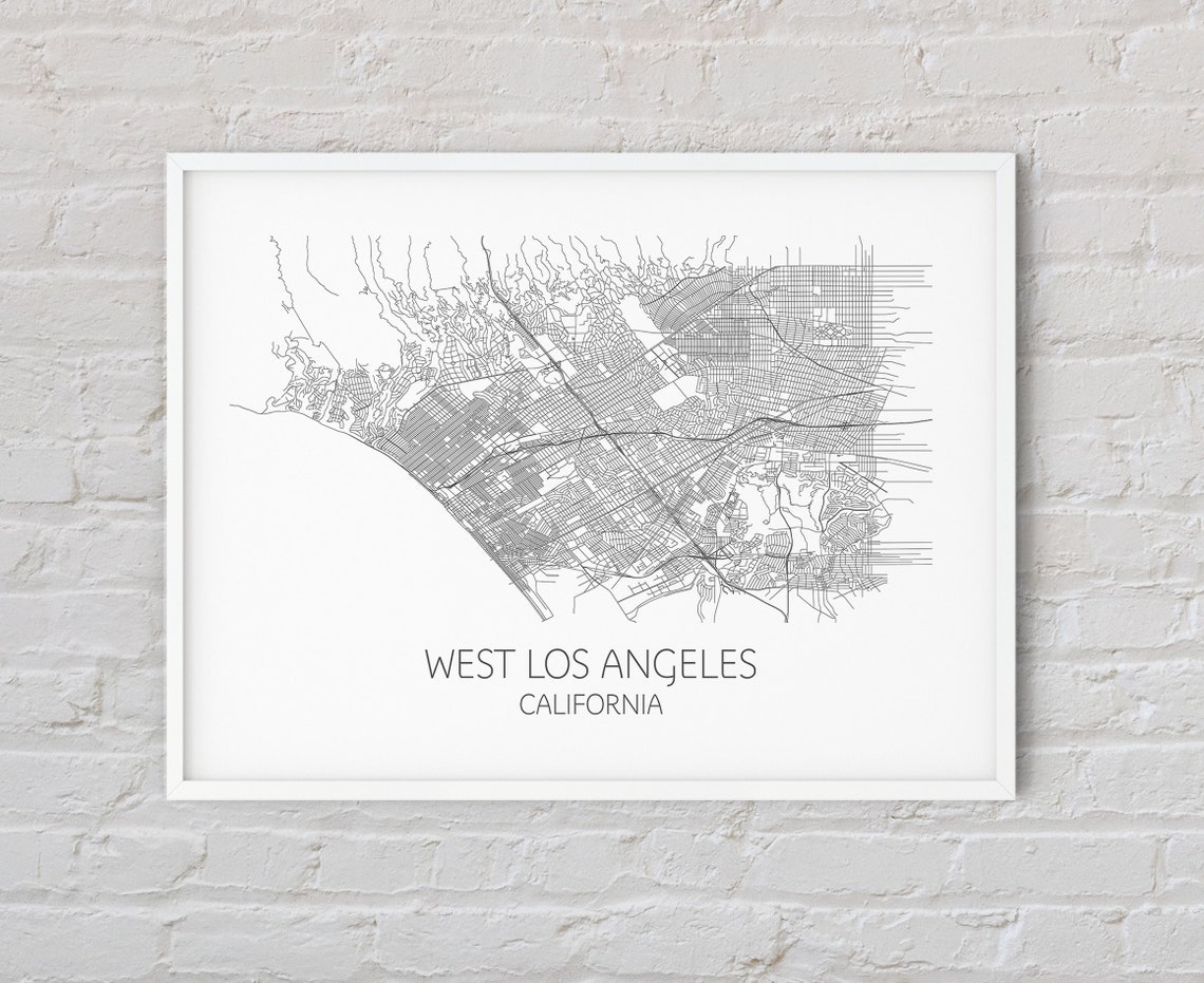 West LA Map Print Poster, Los Angeles Map, LA Map, California Map ...