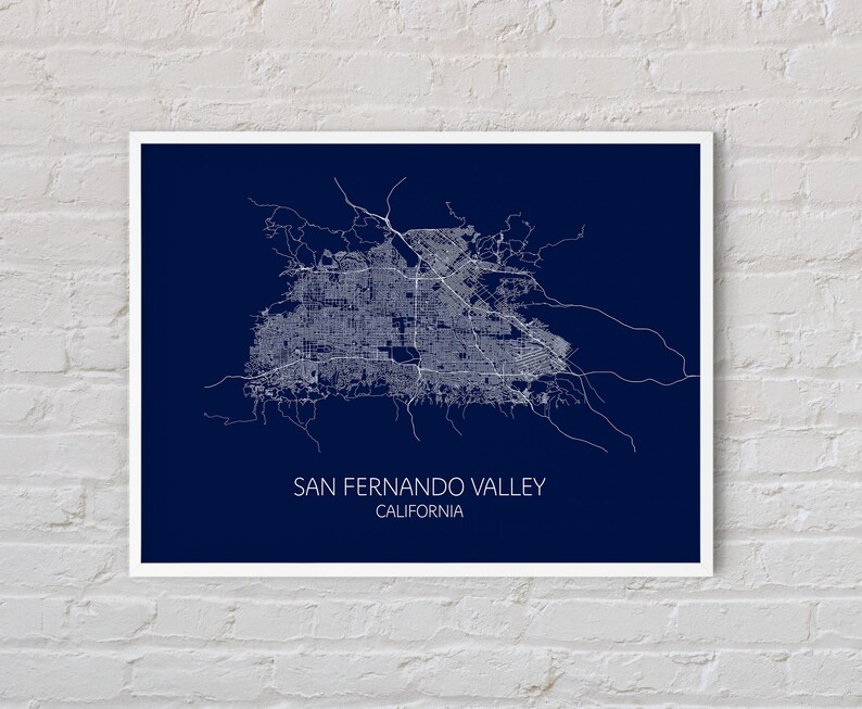 San Fernando Valley Map Print Poster Los Angeles Map San | Etsy
